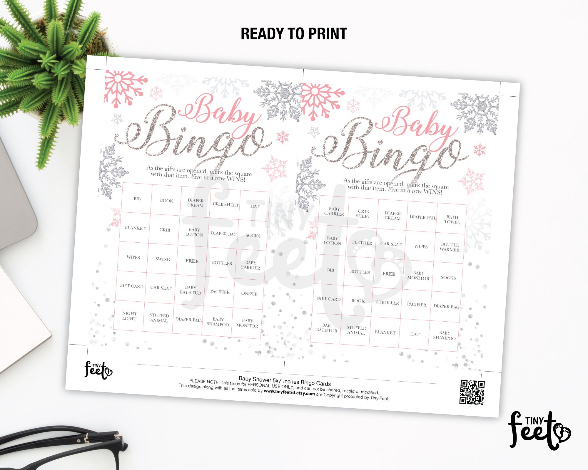 Winter Baby Shower Bingo Cards Snowflakes Baby Shower Bingo - Etsy