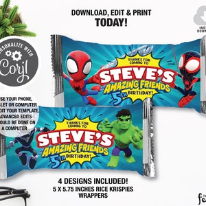 Spidey and His Amazing Friends Birthday Rice Krispies Wrappers ...