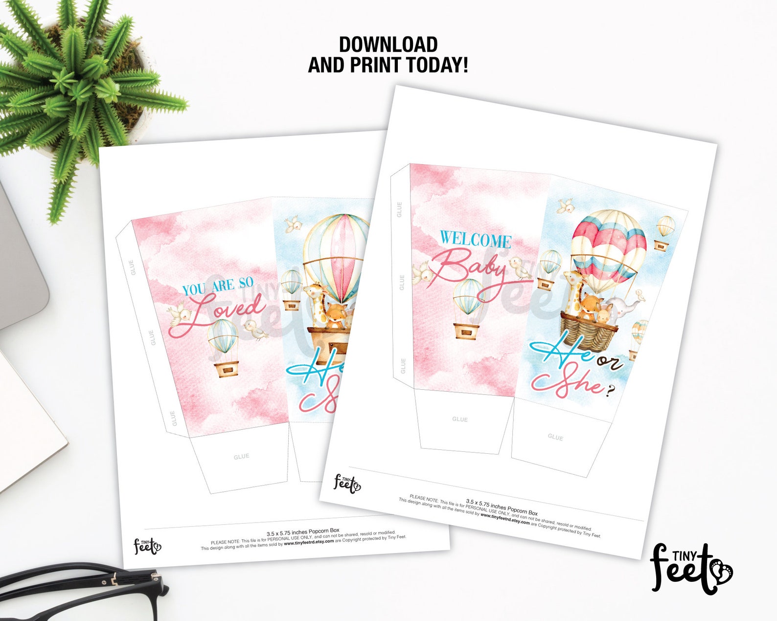 Hot Air Balloon Gender Reveral Baby Shower Popcorn Box Gender | Etsy