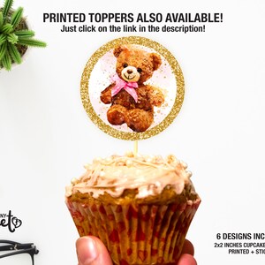 Pink Teddy Bear Baby Shower Cupcake Toppers, Teddy Bear Baby Shower ...