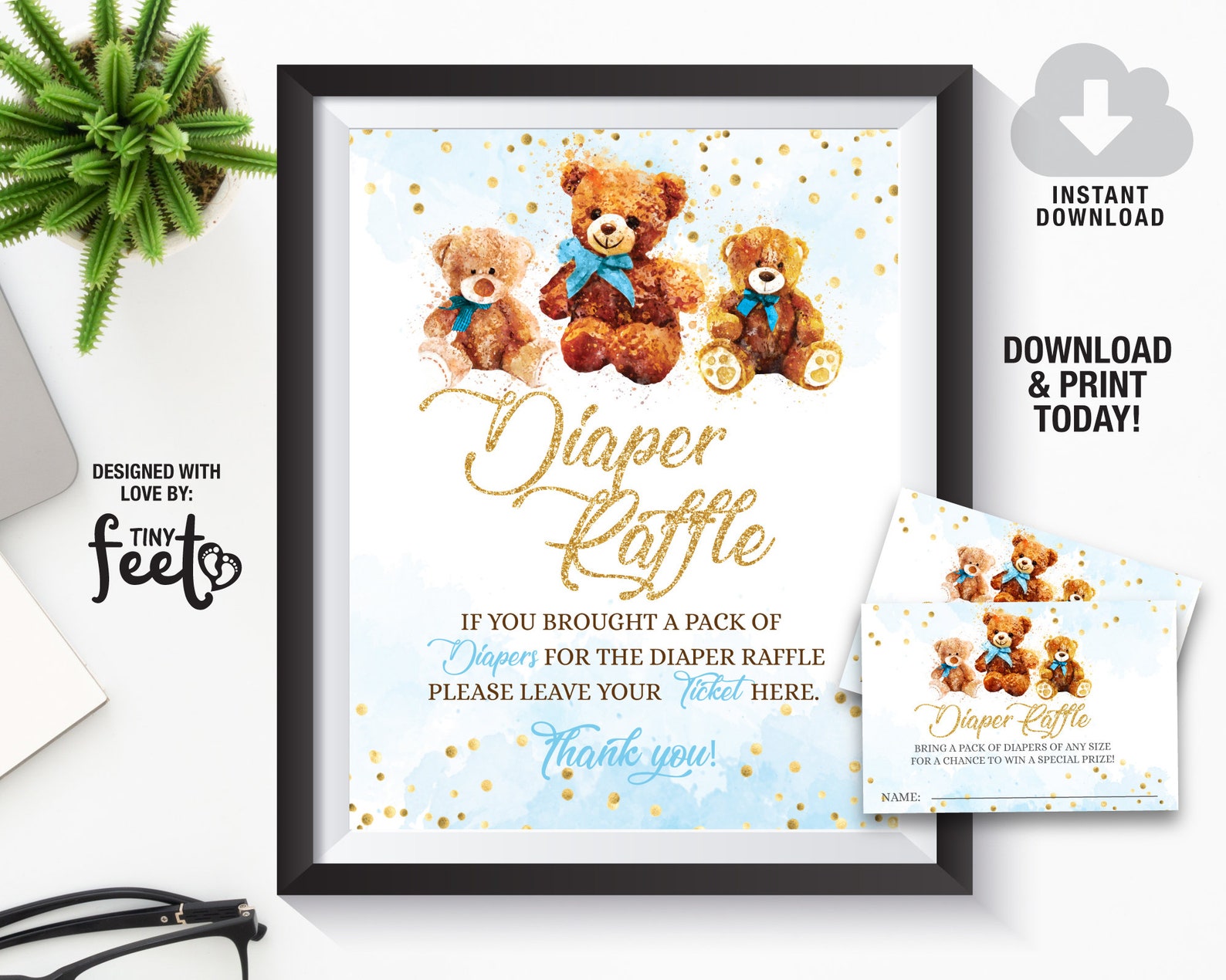 Teddy Bear Baby Shower Diaper Raffle Game Teddy Bear Baby | Etsy