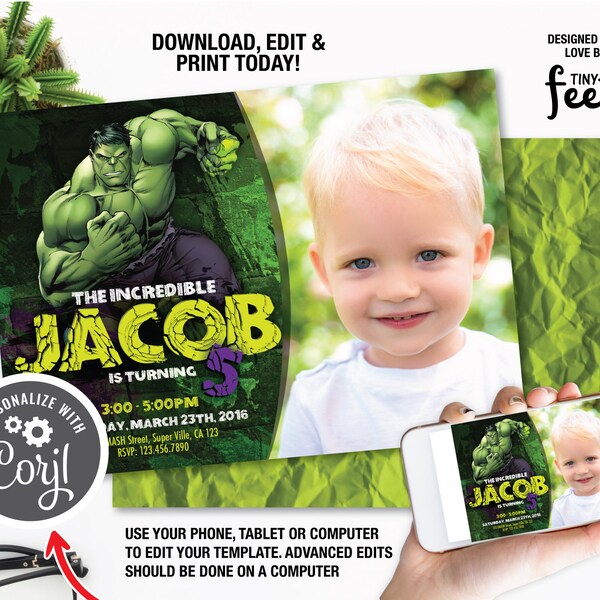 Hulk Invitations - Etsy
