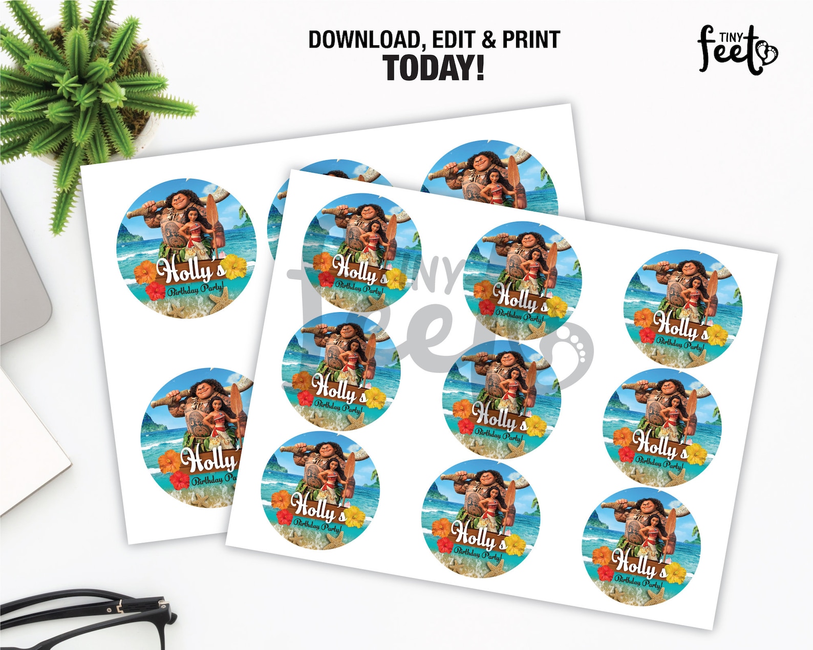 Moana Swirl Lollipop Labels Moana and Maui Printable Party - Etsy