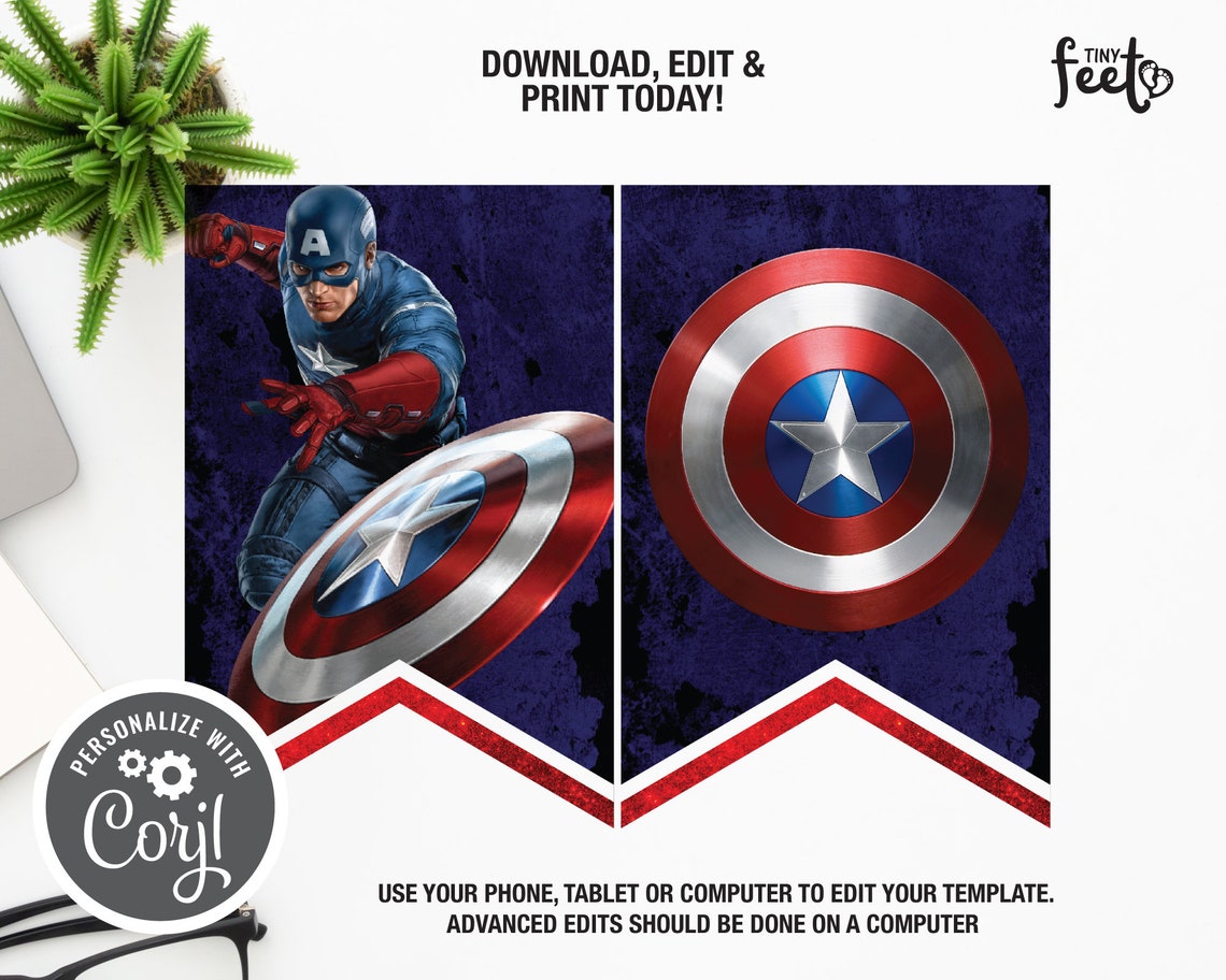Captain America Birthday Banner Captain America Party - Etsy