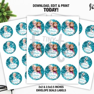 Frozen Envelope Seals, Custom Frozen Birthday Labels, Instant Download ...