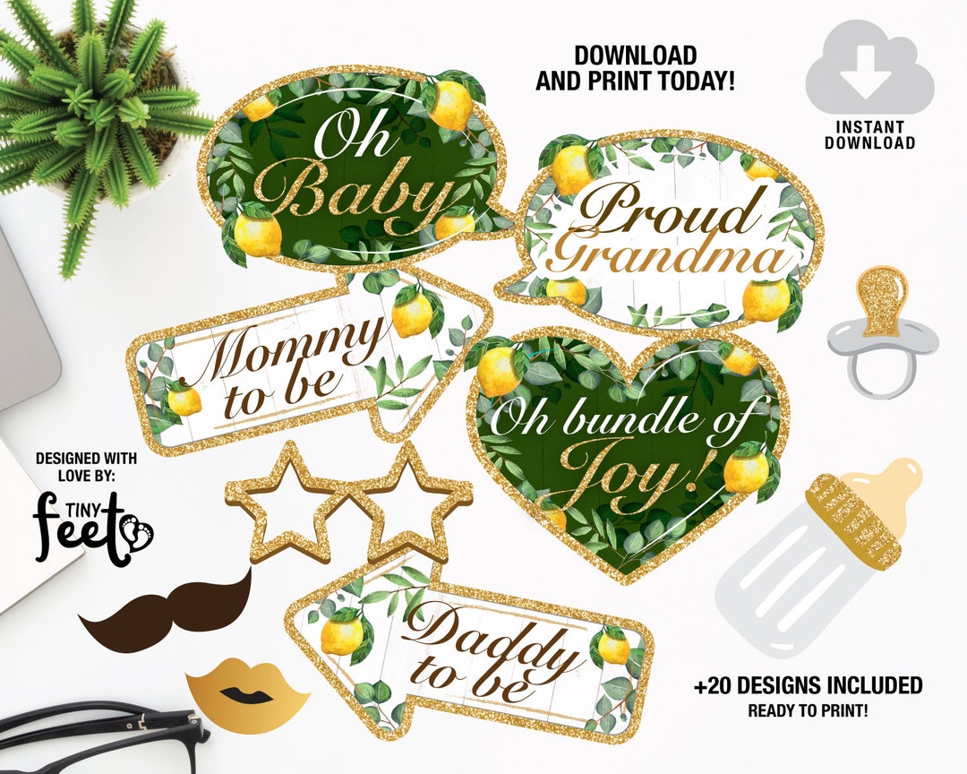 Lemon Baby Shower Photo Booth Props, Lime Baby Shower Props, Lemonade ...