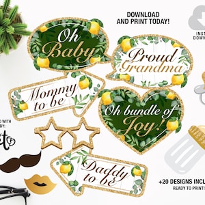 Lemon Baby Shower Photo Booth Props, Lime Baby Shower Props, Lemonade ...
