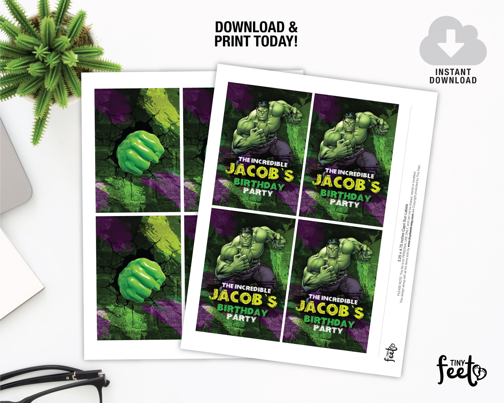 Hulk 1.3oz Capri Sun Labels the Incredible Hulk Birthday - Etsy