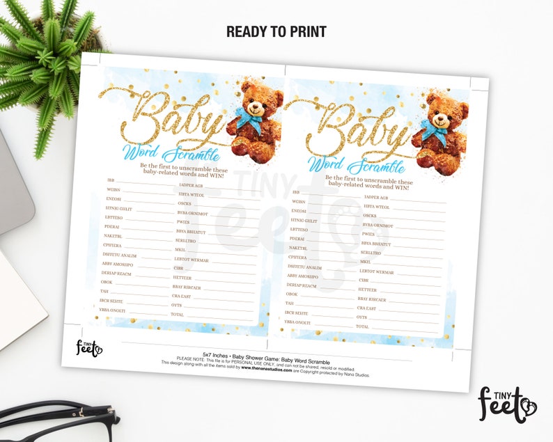 Teddy Bear Baby Shower Game Baby Word Scramble Teddy Bear - Etsy