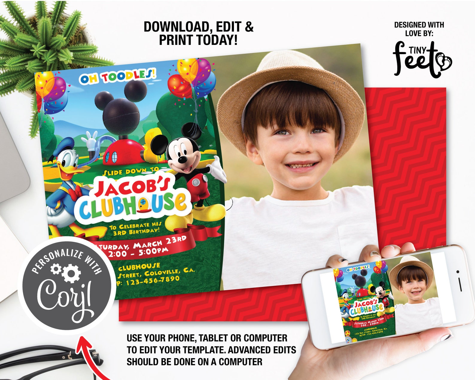 Mickey Mouse Clubhouse Birthday Invitation Mickey Mouse - Etsy