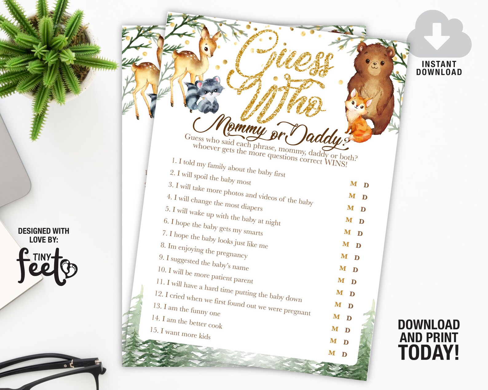 Woodland Baby Shower Game Guess Who Forest Baby Shower Game - Etsy