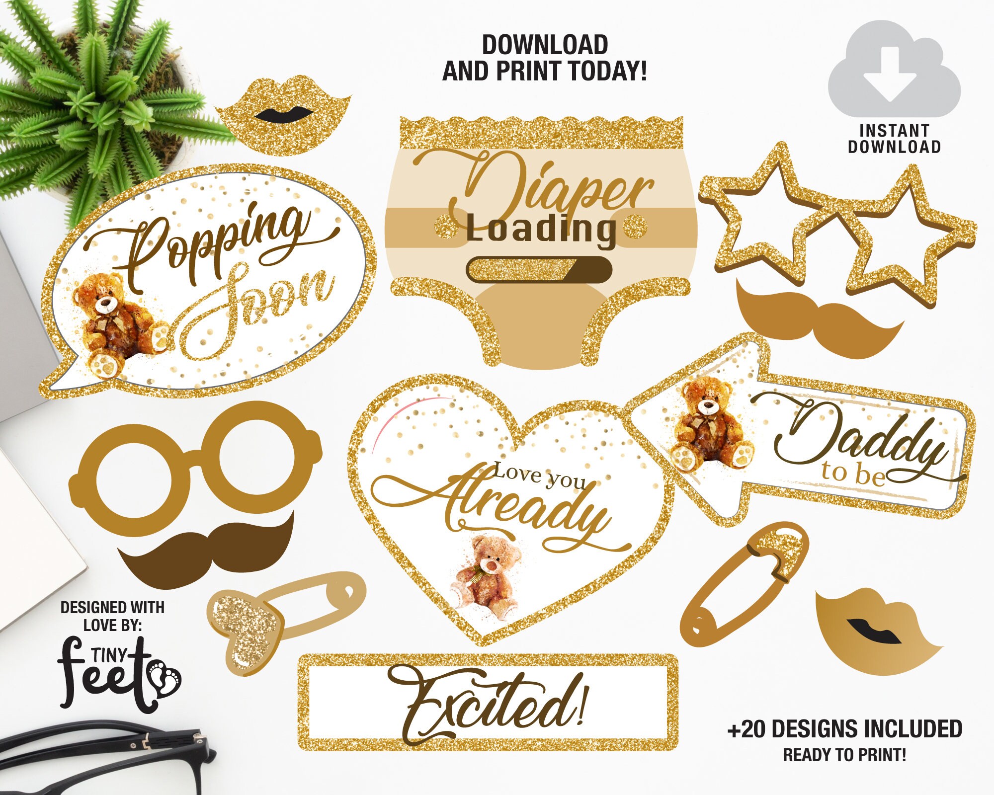 Teddy Bear Baby Shower Photo Booth Props Teddy Bear Baby - Etsy