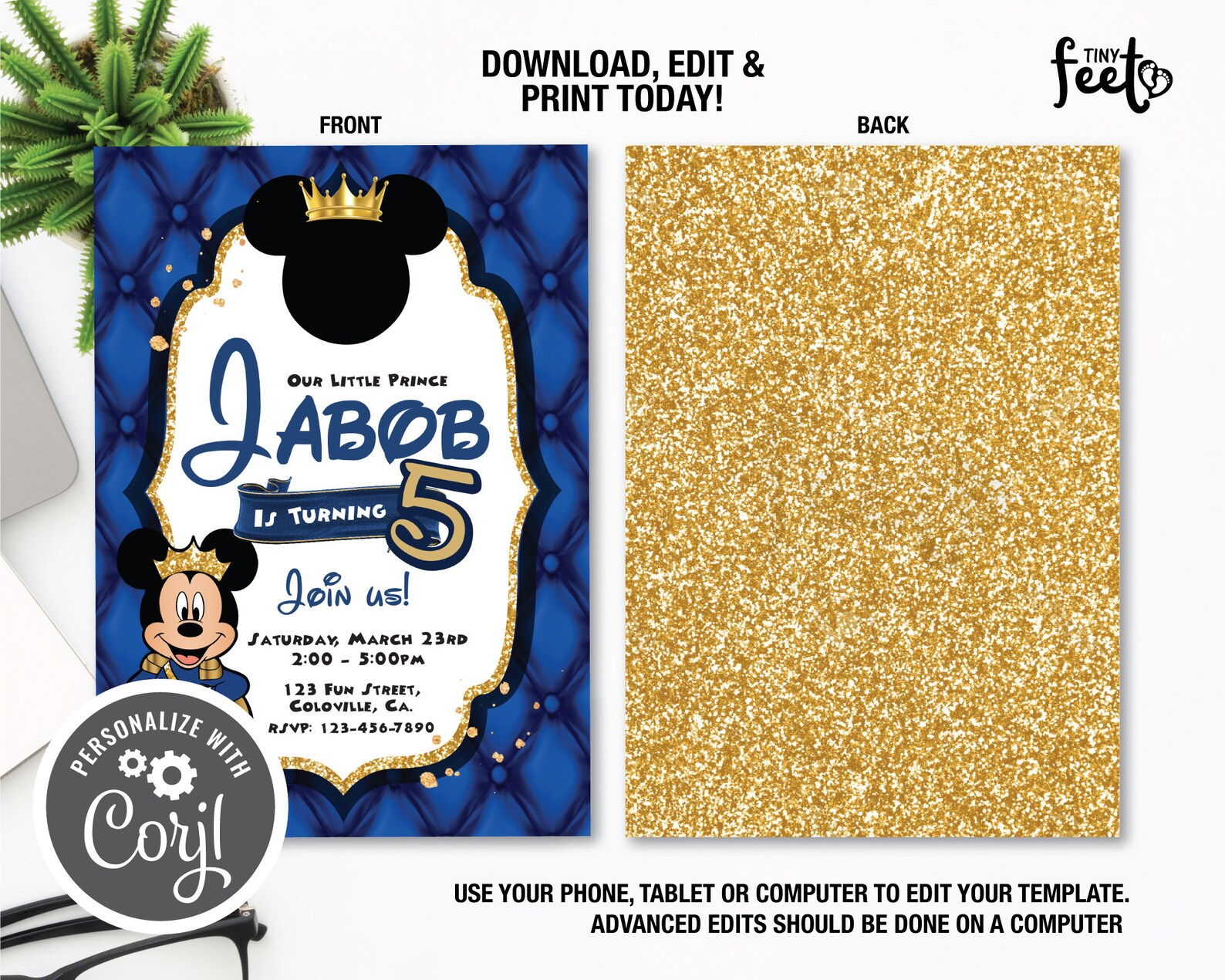 Royal Mickey Mouse Birthday Invitation Mickey Mouse Birthday | Etsy