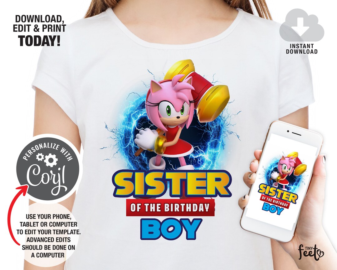 Sonic Iron on Transfer, Sonic the Hedgehog Birhtday T-shirt Design ...