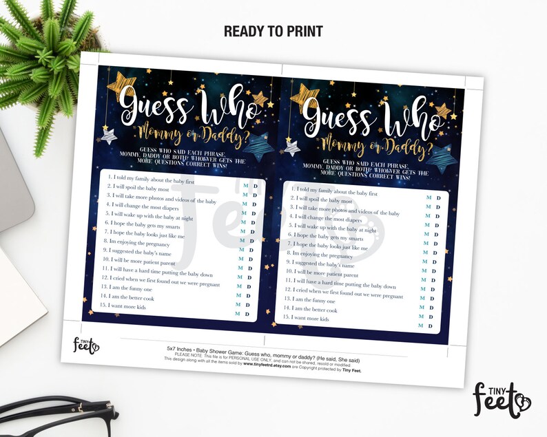 Twinkle Twinkle Little Star Baby Shower Game Guess Who Baby - Etsy