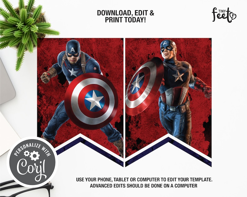 Captain America Birthday Banner Captain America Party | Etsy
