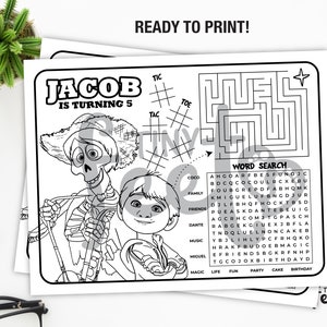 Coco Activity Placemat, Custom Name Coco Birthday Game, Mexican ...