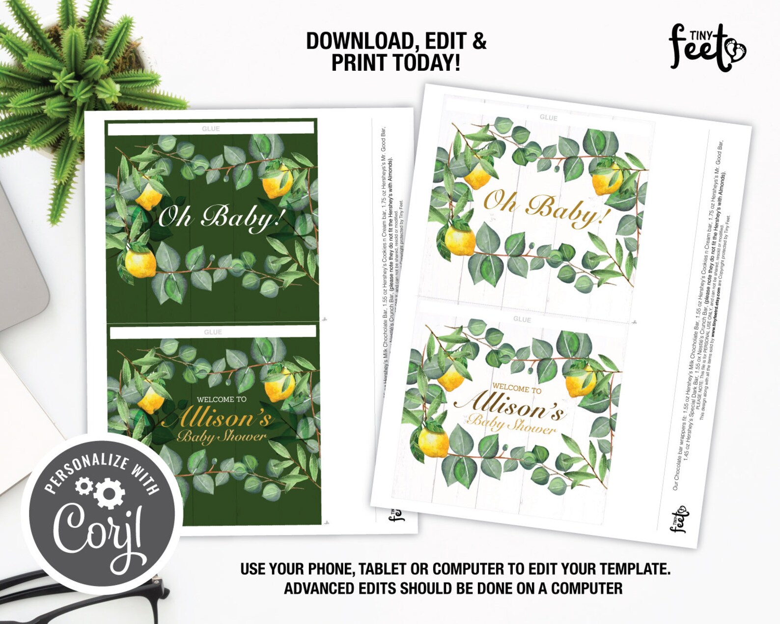 Lemon Baby Shower Candy Bar Wrappers Lime Chocolate Bar | Etsy