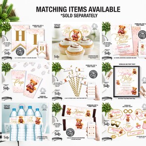 Pink Teddy Bear Baby Shower Cupcake Toppers, Teddy Bear Baby Shower ...