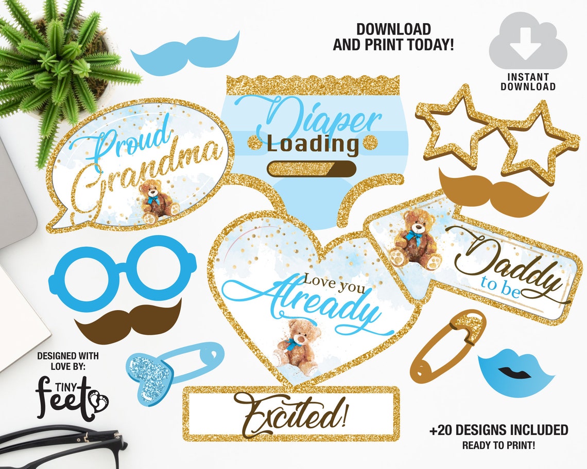 Teddy Bear Baby Shower Photo Booth Props Teddy Bear Baby - Etsy