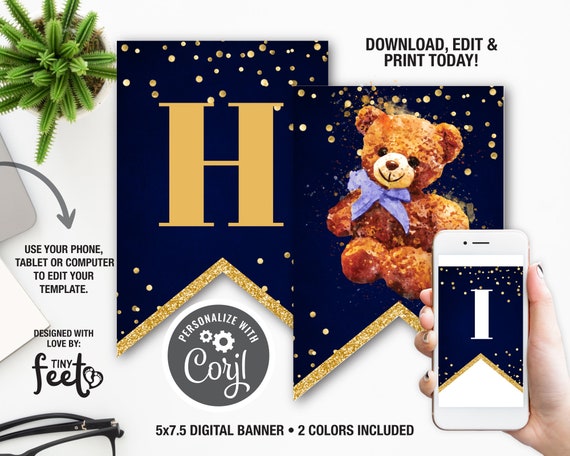 Teddy Bear Baby Shower Banner Navy Blue Teddy Bear Baby - Etsy