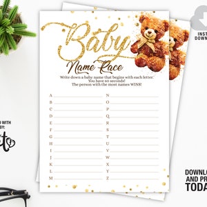 Teddy Bear Baby Shower Games Bundle, Printable Teddy Bear Baby Shower ...