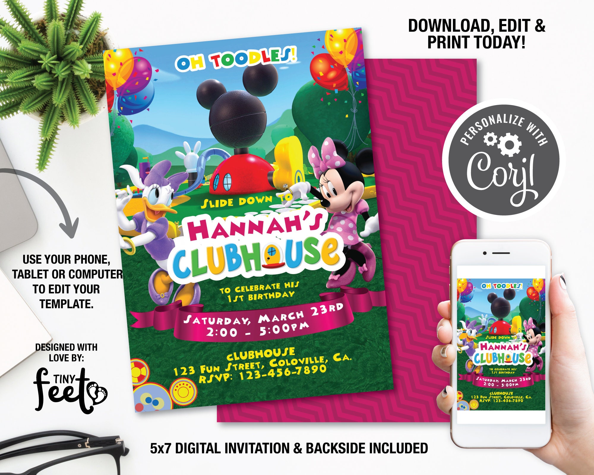 Mickey Mouse Clubhouse Birthday Invitation Minnie Mouse - Etsy
