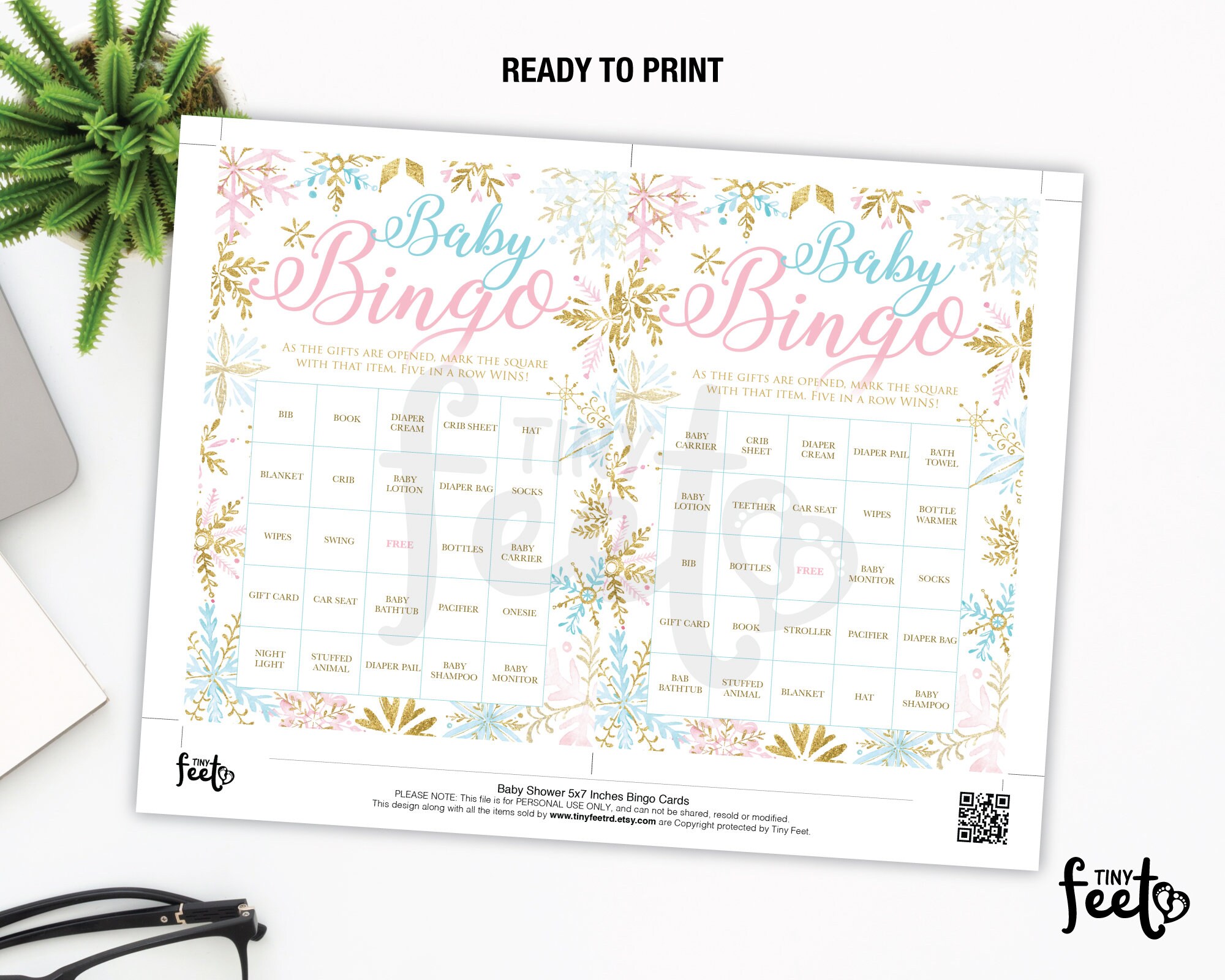 Winter Baby Shower Bingo Cards Snowflakes Baby Shower Bingo - Etsy