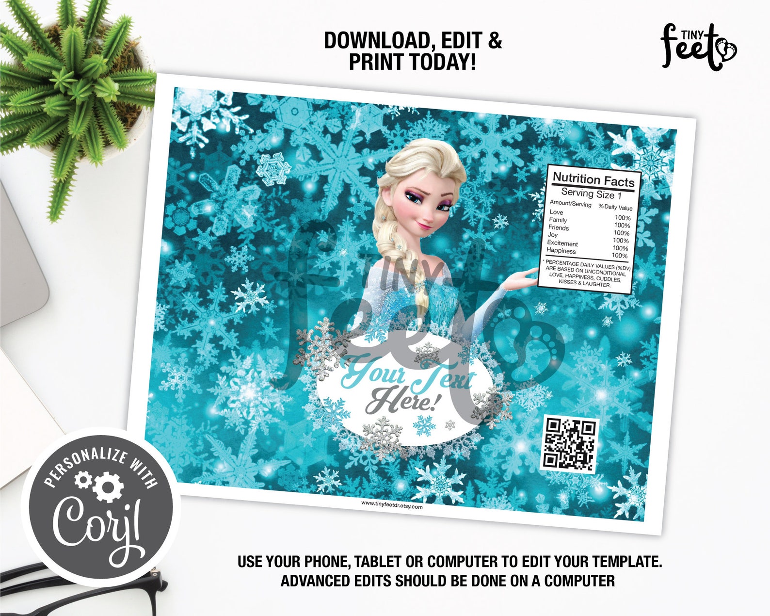 Frozen Chips Bag, Winter Printable Party Decor, Instant Download ...