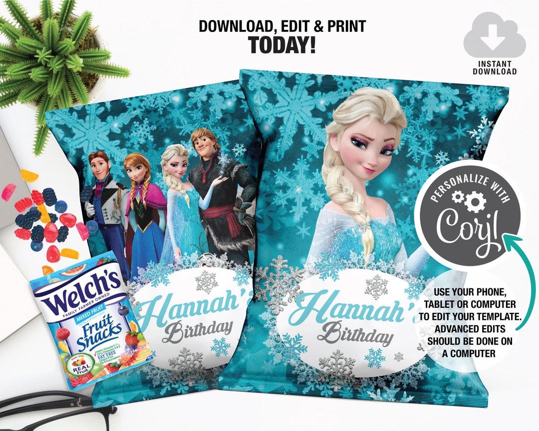 Frozen Fruit Snack Wrapper Frozen Printable Template Instant Download
