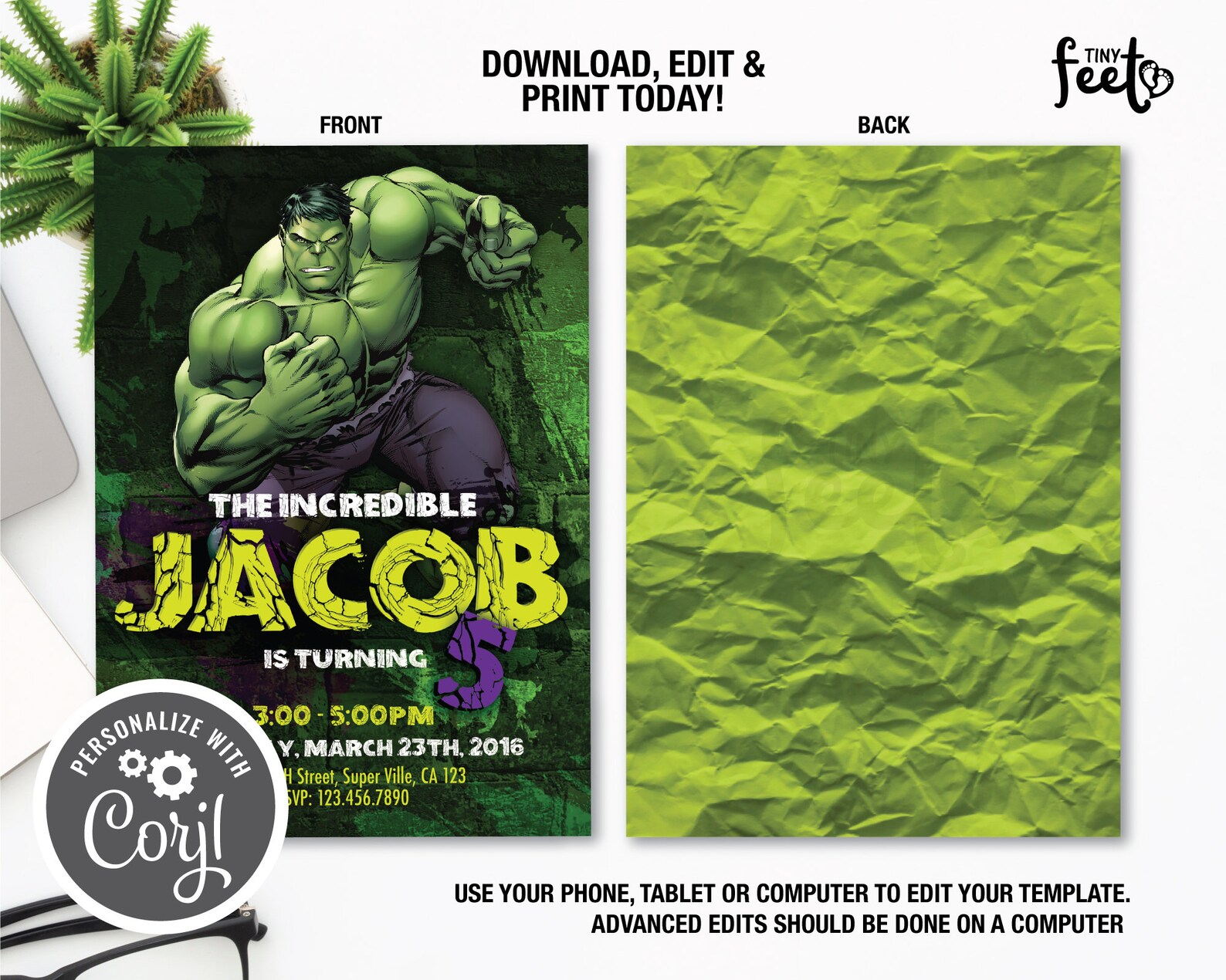 Hulk Birthday Invitations the Incredible Hulk Birthday | Etsy