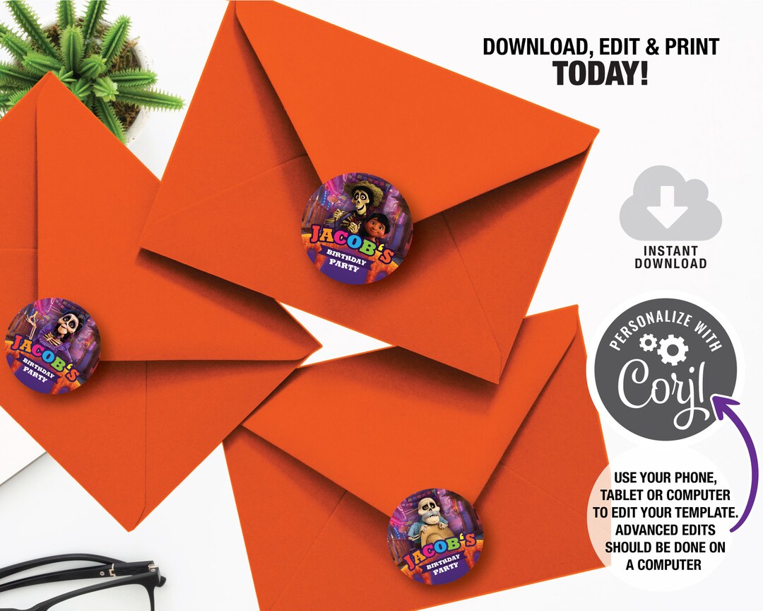 Coco Envelope Seals, Custom Coco Birthday Labels, Mexican Party ...
