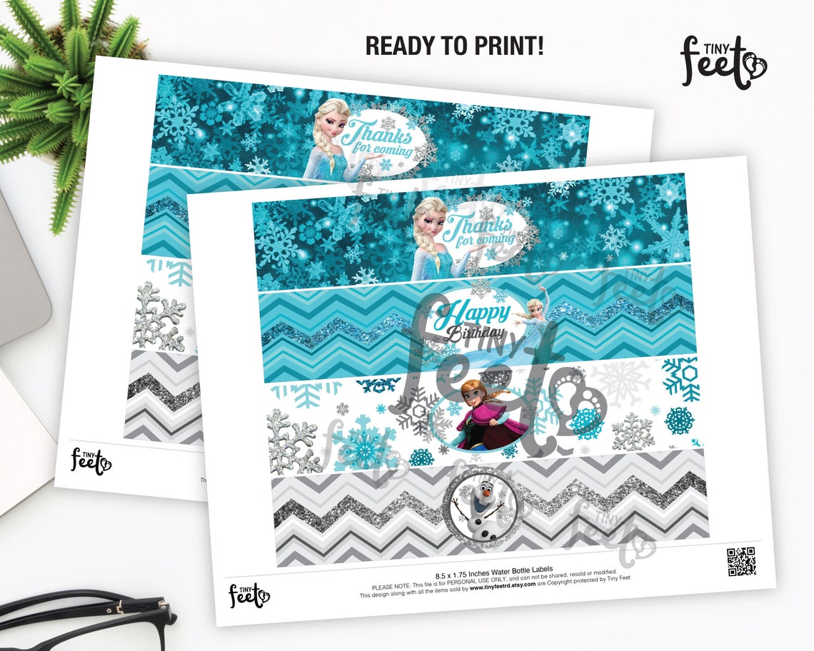 Frozen Water Bottle Label Printable Winter Water Bottle - Etsy