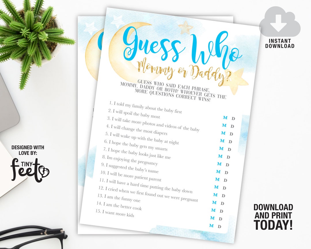 Twinkle Twinkle Little Star Baby Shower Game Guess Who?, Baby Shower ...