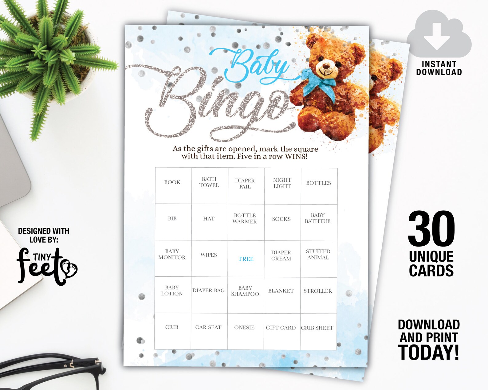 Teddy Bear Baby Shower Bingo Cards Teddy Bear Baby Shower - Etsy