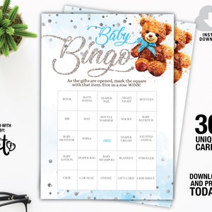 Teddy Bear Baby Shower Bingo Cards, Teddy Bear Baby Shower Game ...