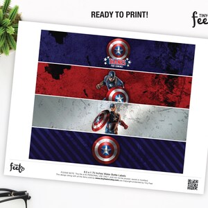 Captain America Water Bottle Label, Printable Water Bottle Label ...