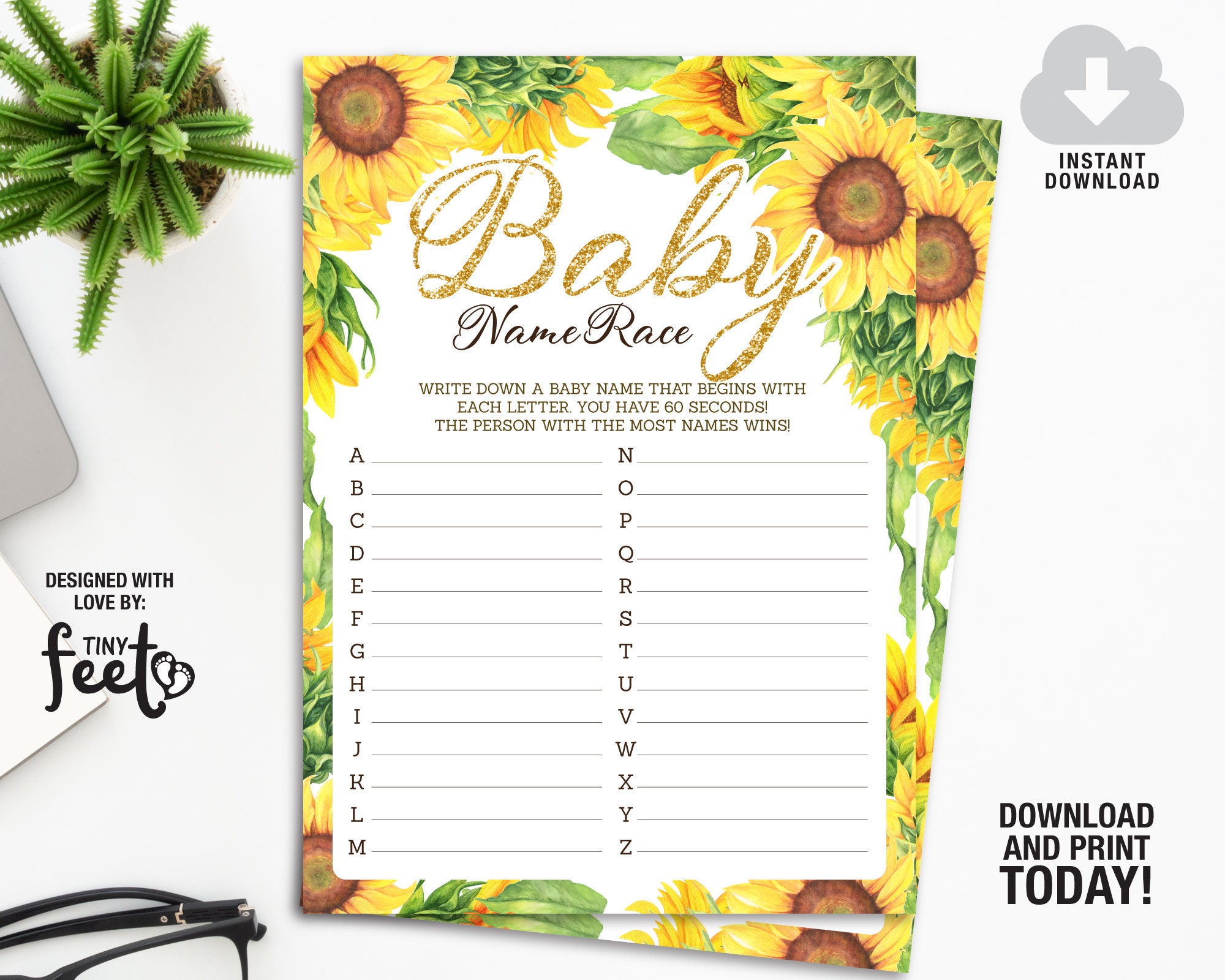 Sunflower Baby Shower Games Bundle Girl Baby Shower Games - Etsy