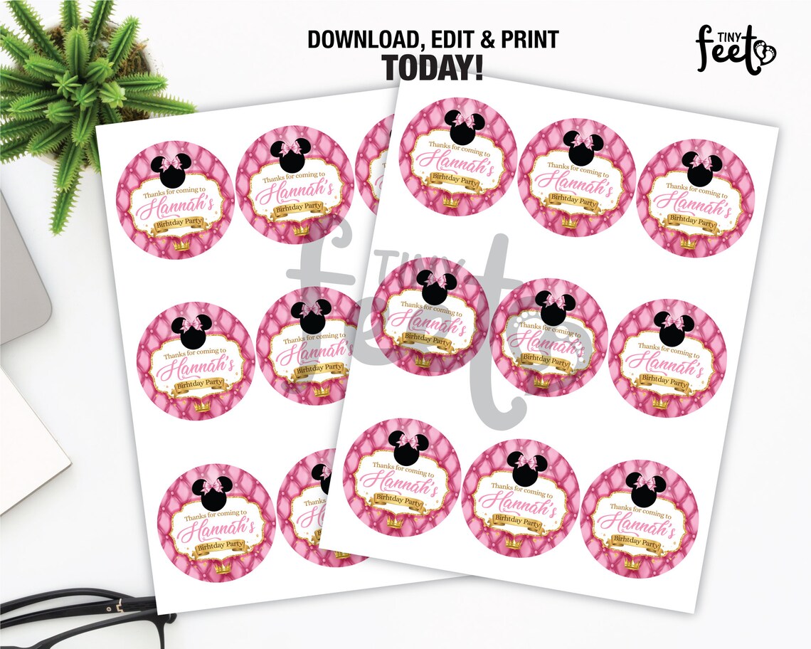 Royal Minnie Favor Tags Princess Minnie Mouse Round Favor - Etsy