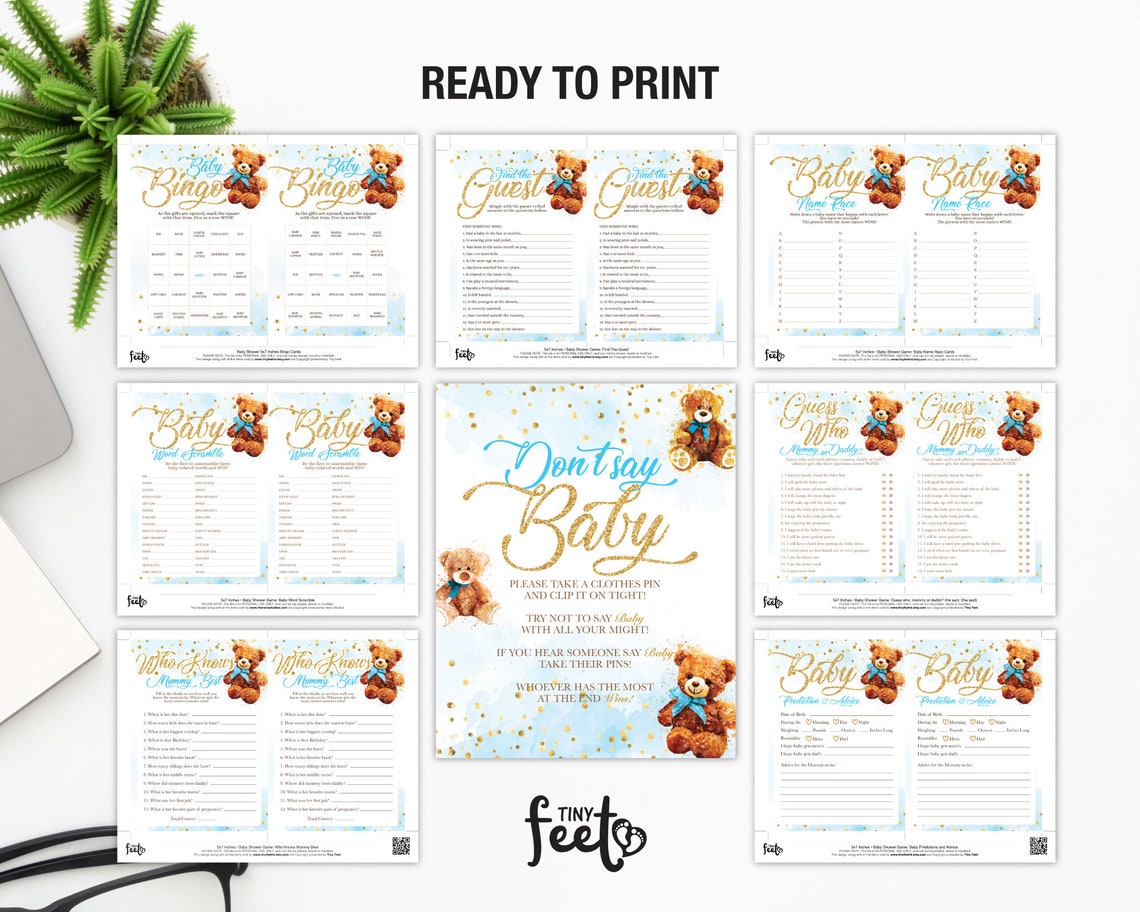 Teddy Bear Baby Shower Games Bundle Printable Teddy Bear Baby - Etsy