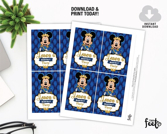 Blue Mickey Mouse Printable Tags