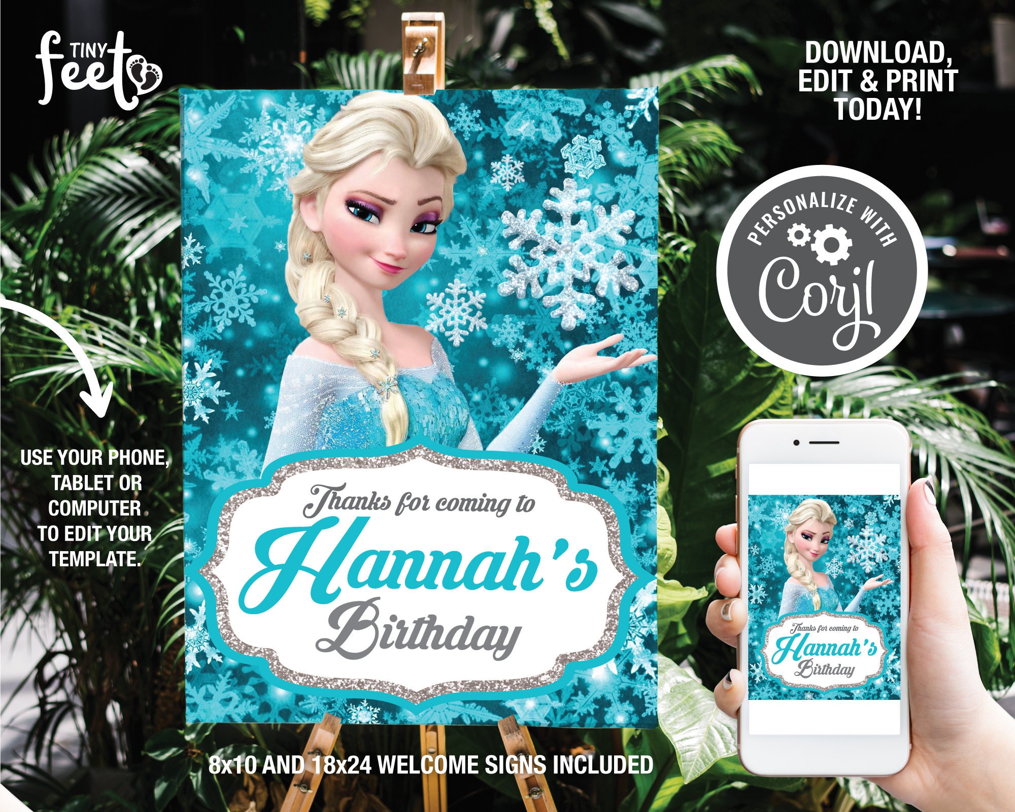 Elsa Frozen Birthday Welcome Sign Frozen Birthday Party - Etsy