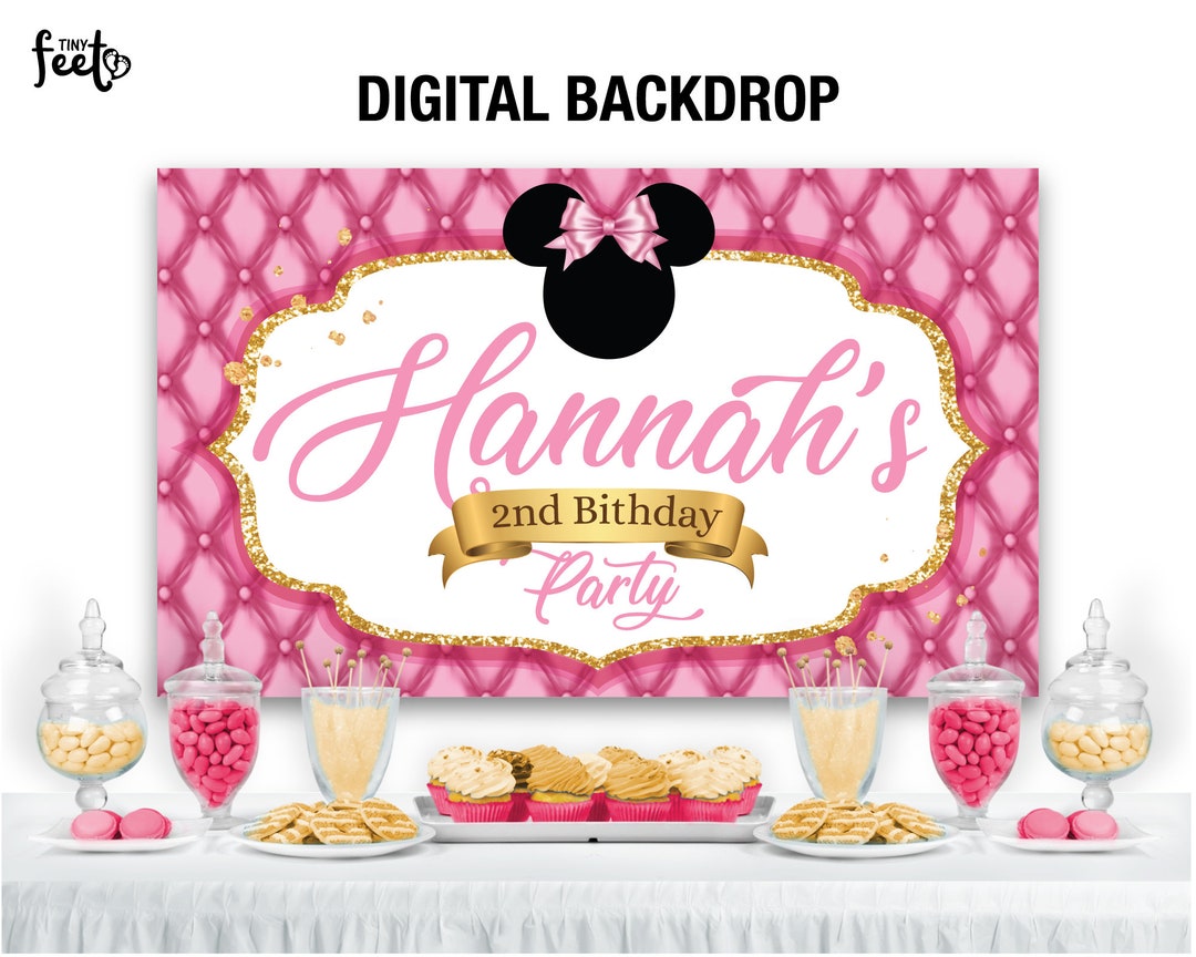 Royal Minnie Backdrop Design, Minnie Mouse Banner, Princess Minnie ...