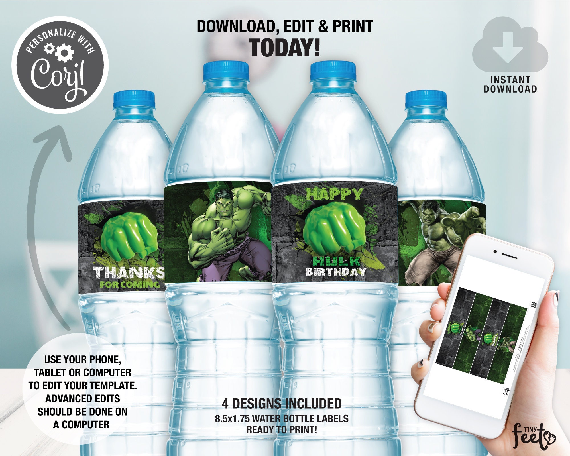 Hulk Water Bottle Label the Incredible Hulk Printable Bottle - Etsy