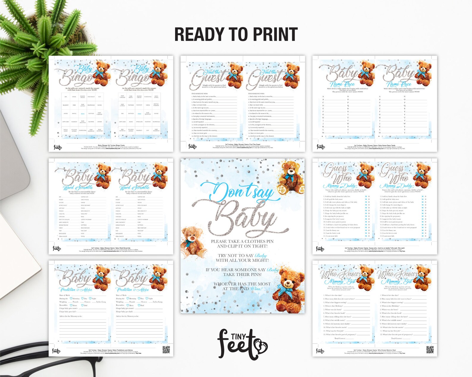 Teddy Bear Baby Shower Games Bundle Printable Teddy Bear Baby - Etsy