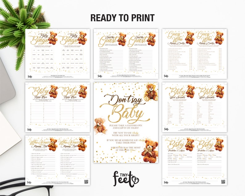 Teddy Bear Baby Shower Games Bundle Printable Teddy Bear Baby | Etsy