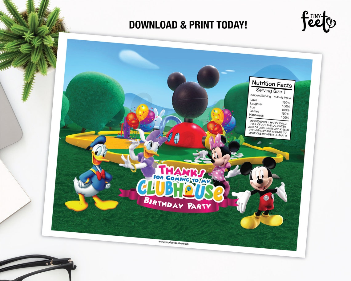 Mickey Mouse Clubhouse Chips Bag Minnie Mouse Printable Party - Etsy