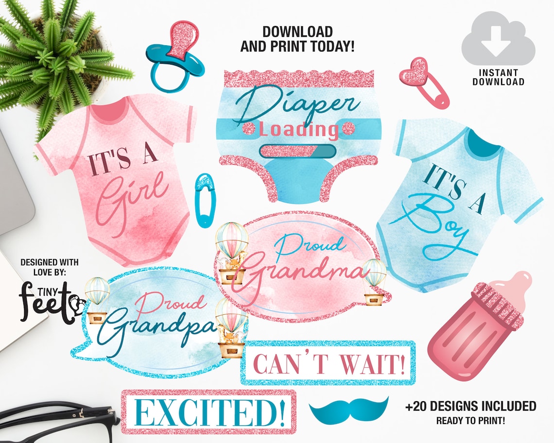 Hot Air Balloon Gender Reveal Baby Shower Photo Booth Props | Etsy