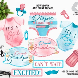 Hot Air Balloon Gender Reveal Baby Shower Photo Booth Props, Gender ...