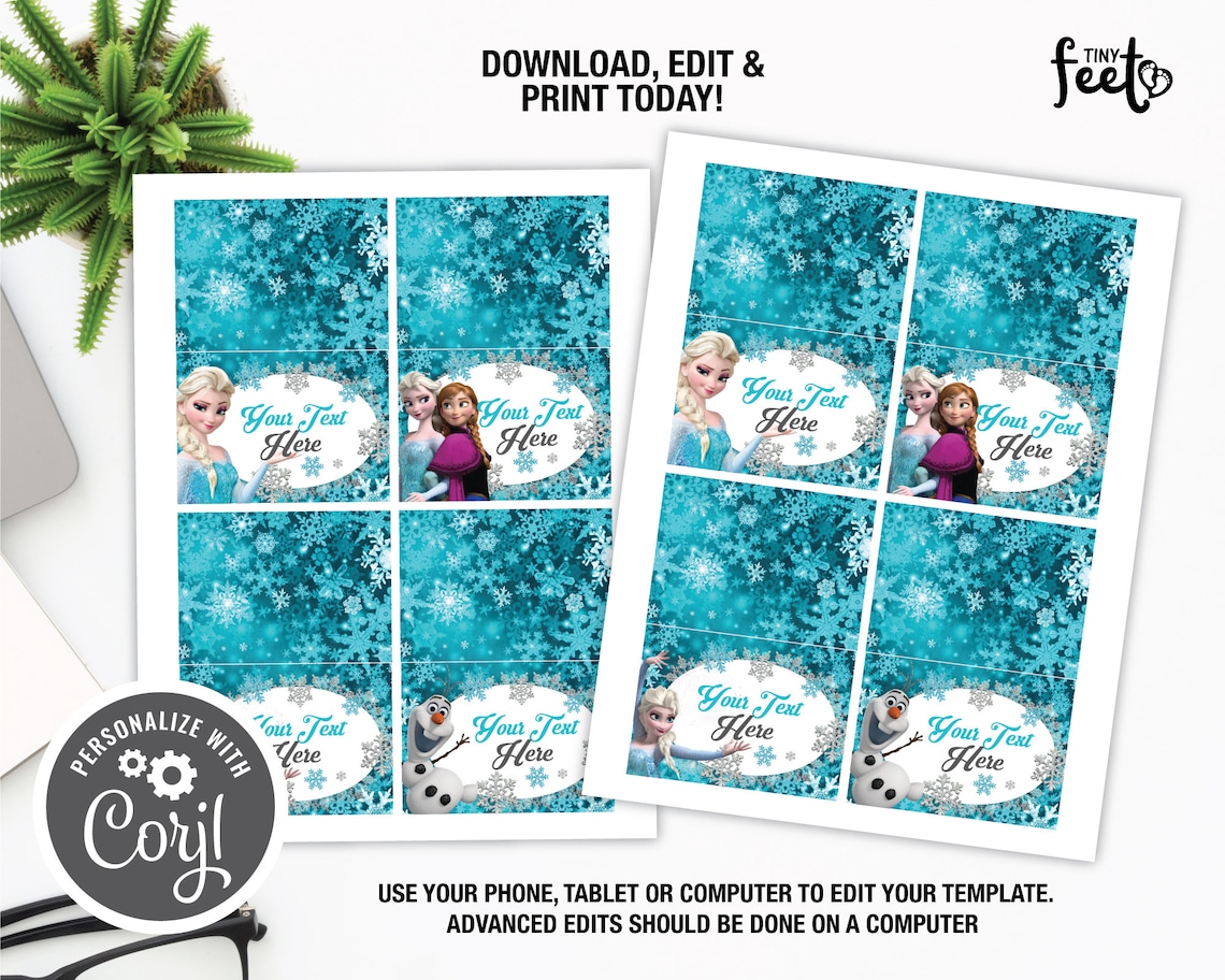 Frozen Food Table Tent Elsa Frozen Food Labels Winter - Etsy